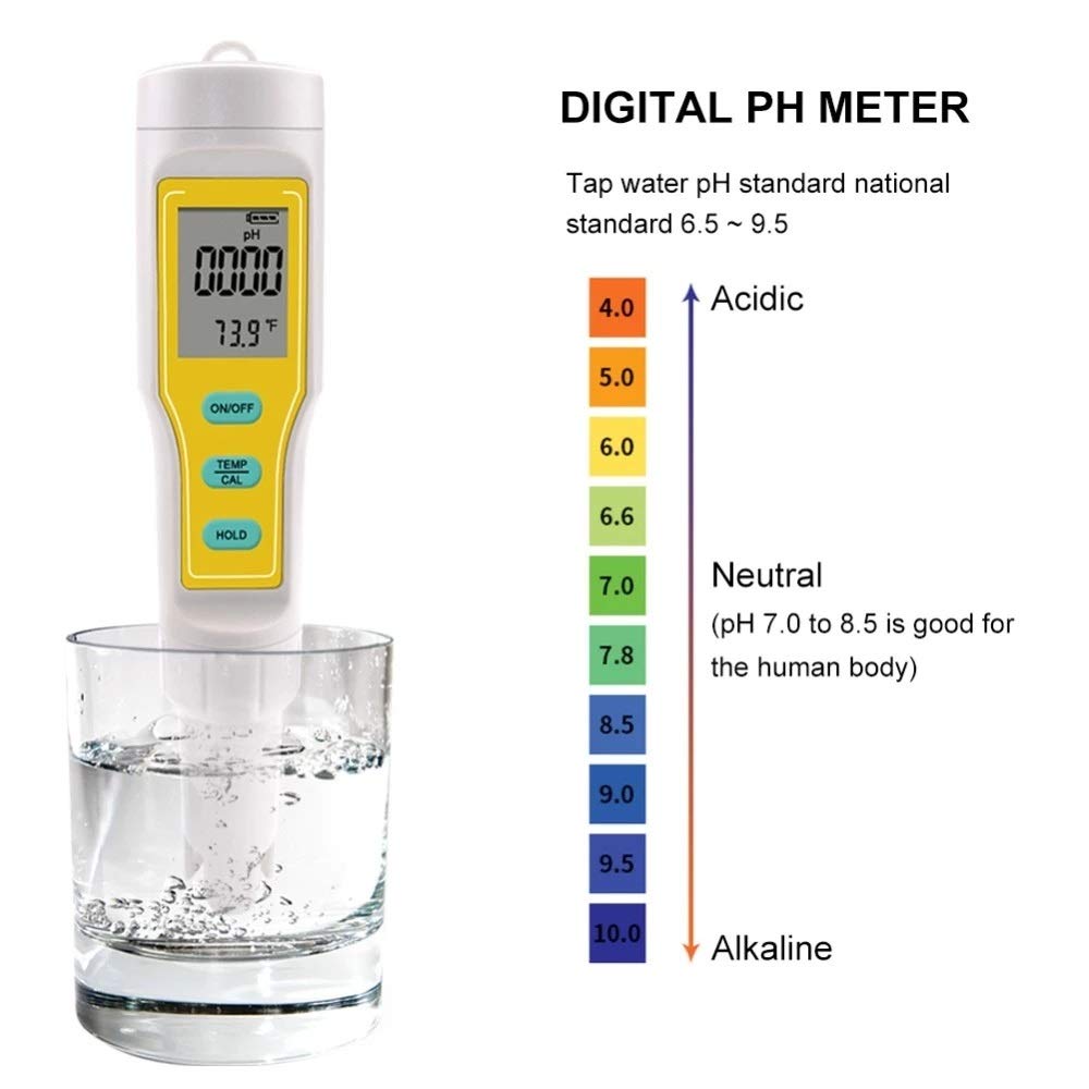 GHGHF Digital ATC PH Meters Automatic Calibration PH Soil Aquarium Safe Pool Water Wine Urine Tester with Replaceable Probe ph-3