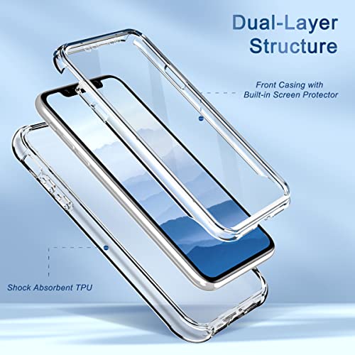 GAN Cheng Compatible with iPhone 11 Case 6.1" 2019 with Screen Protector, Shockproof TPU and Hard PC Cute Bling Glitter Sparkle Protective Case for Women & Girls - Clear Holographic Heart