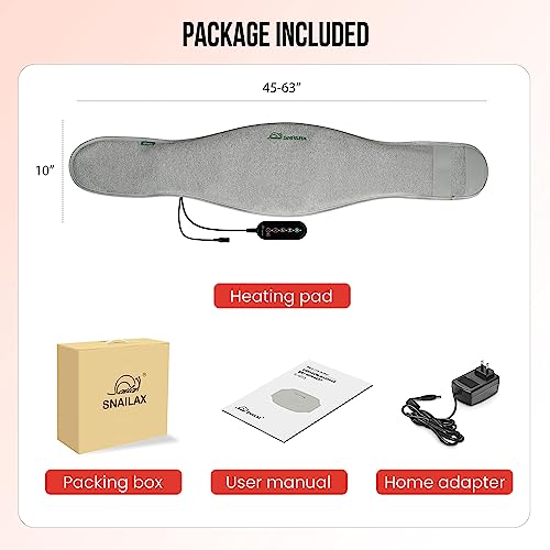 Snailax Heating Pad for Back Pain Relief,Belly Wrap Belt with 3 Vibration Modes & Adjustable Strap,Heating Pad for Cramps,3 Heat Setting & Auto Shut Off, Gifts(Gray)