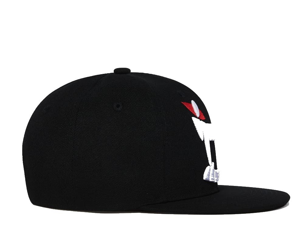 Quanhaigou Men's Black Snapback,Big Teeth Adjustable Baseball Hat 3D Embroidery Cartoon Caps
