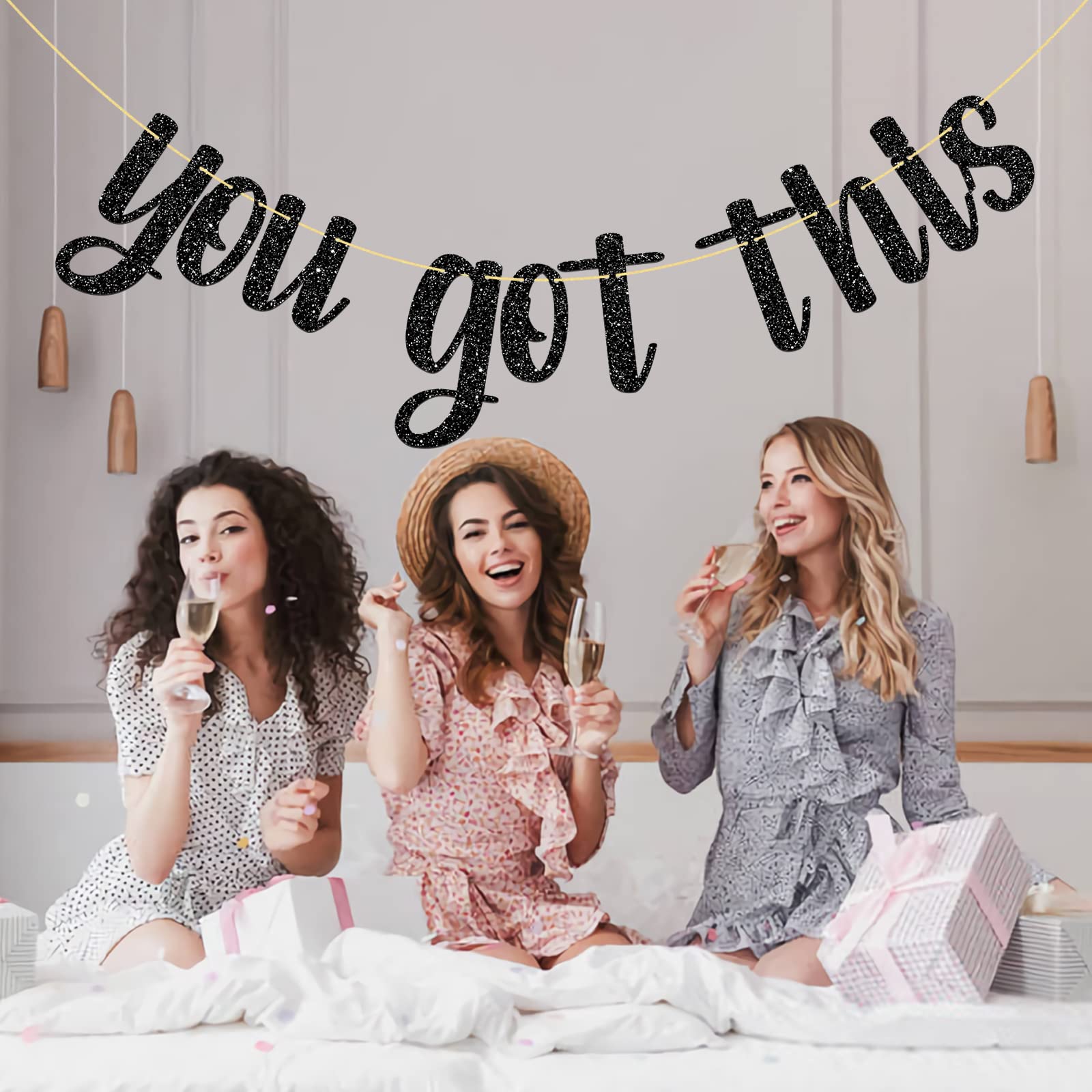 MonMon & Craft You Got This Banner/Graduate Party Decor/Grad Graduation Activities/Wedding/Job Change Party Decorations Black Glitter