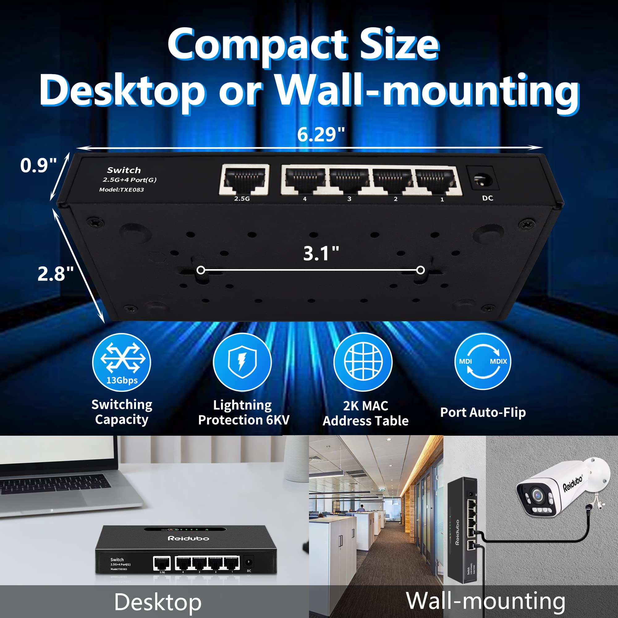 Reidubo 5/8/6/10/18 Port gigabit Switch… (5 Port Gigabit Switch)