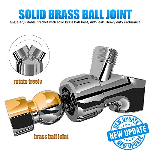 Handheld Shower Head, WASSERN 5.2'' High Pressure 6 Setting 81 Jets Rainfall Massage Water Saving Trickle Pause Extra Long 80'' Stainless Steel Hose Angle Adjustable Brass Ball Joint Bracket Chrome