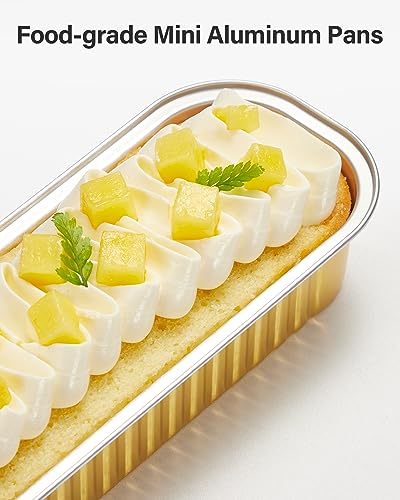 Kootek Mini Loaf Pans with Lids, 50 Pack Disposable Rectangle Mini Aluminum Foil Cake Pans Tins for Baking Mini Loaf Brownie Bread Cake Ramekins