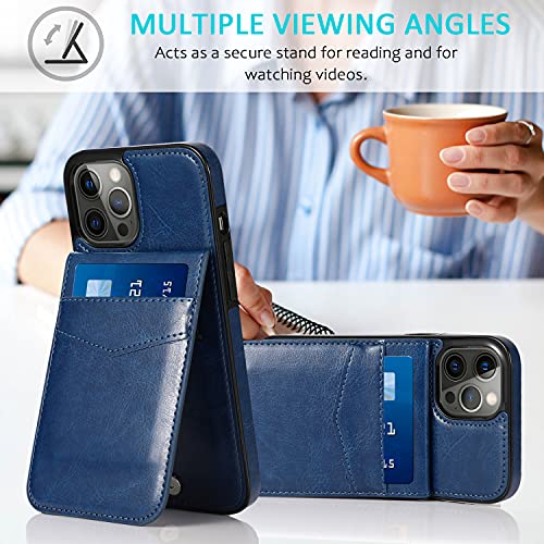 Seabaras iPhone 13 Pro Wallet Case with Credit Card Holder for Women Men PU Leather Wallet Case for iPhone 13 Pro Case 6.1 inch (Blue)