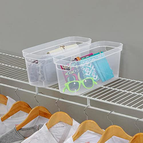 Sterilite 6.25x6.25x15 Inch Narrow Modern Storage Bin with Comfortable Carry Through Handles and Banded Rim for Household Organization, Clear (8 Pack)