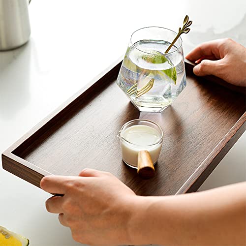 Hiermi Wooden Rectangular Serving Tray, 2 Piece Set of Acacia Wood Plate, Tea/Drink Platter, Dinner Serving Tray, Size_12" x 8" x 1β, 9"x 6.2" x 1β