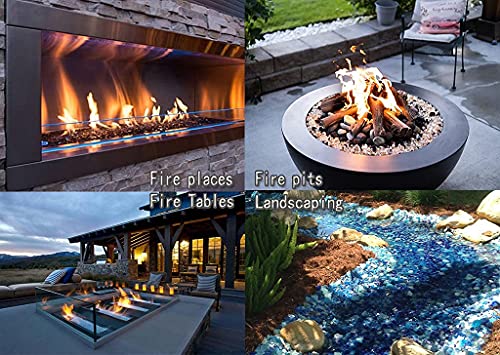 Hisencn Fire Pit Glass Rocks - High Luster Reflective Tempered Fire Glass for Propane Fire Pit, Outdoors and Indoors Natural or Propane Fireplaces, Landscape Decoration, 1/2 Inch Firepit Glass 10 lbs