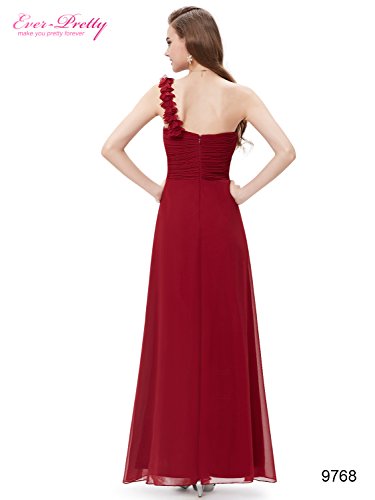 Ever-Pretty Womens Flower One Shoulder Long Bridesmaids Dress 4 US Burgundy