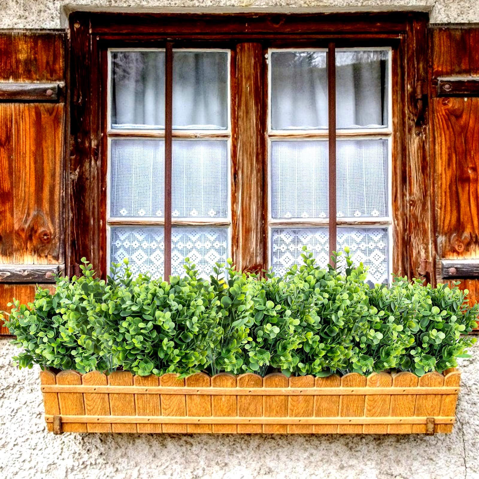 Ouddy Decor 20 Bundles Artificial Flowers for Outdoors Fake Flowers Faux Plastic Plants UV Resistant Spring Flowers for Garden Porch Office Window Box Table Home Decorations, Green