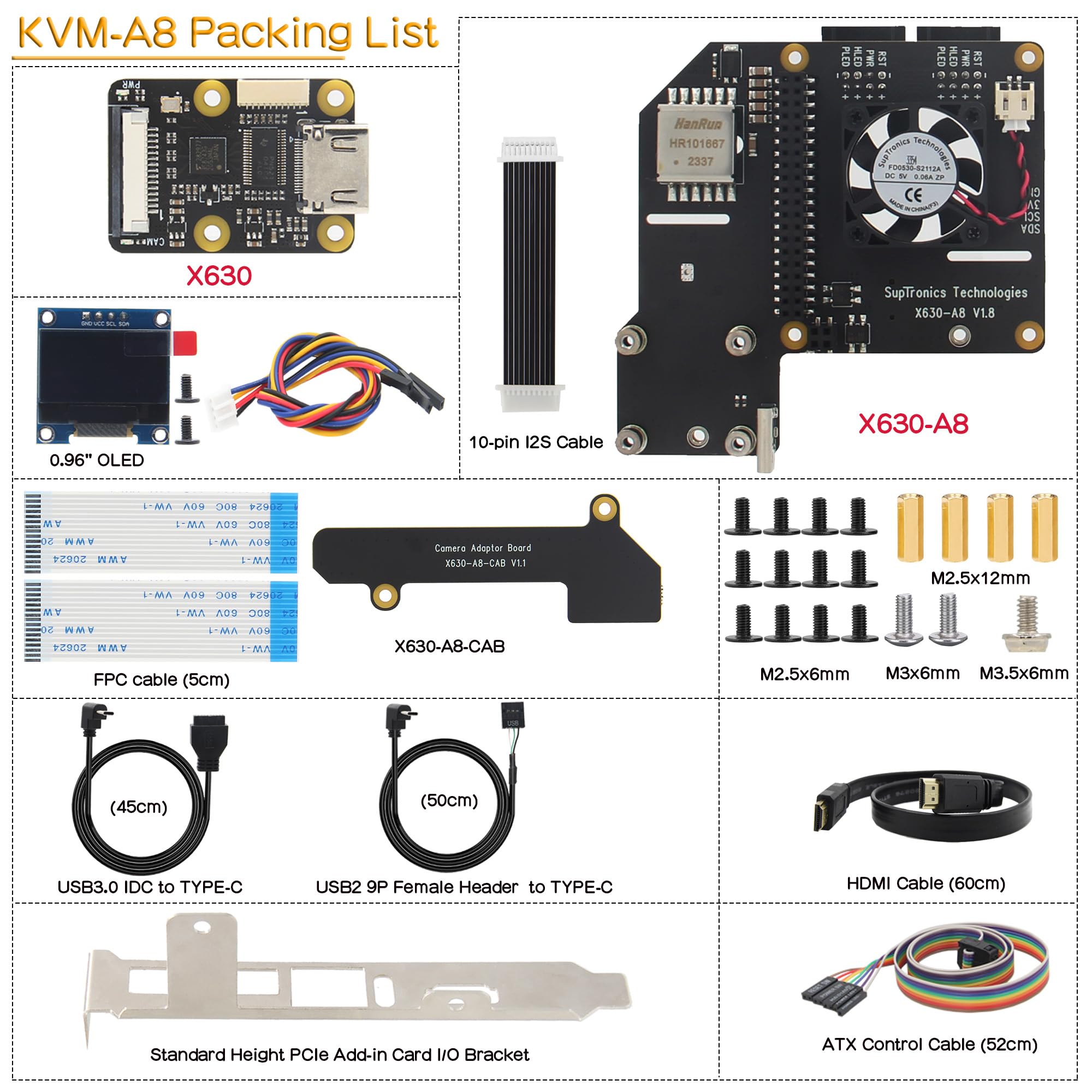 Geekworm KVM-A8 PCIe Version for Raspberry Pi 4 Model B KVM Over IP Support KVM V3 PoE ATX HDMI CSI (Not Include Raspberry Pi)