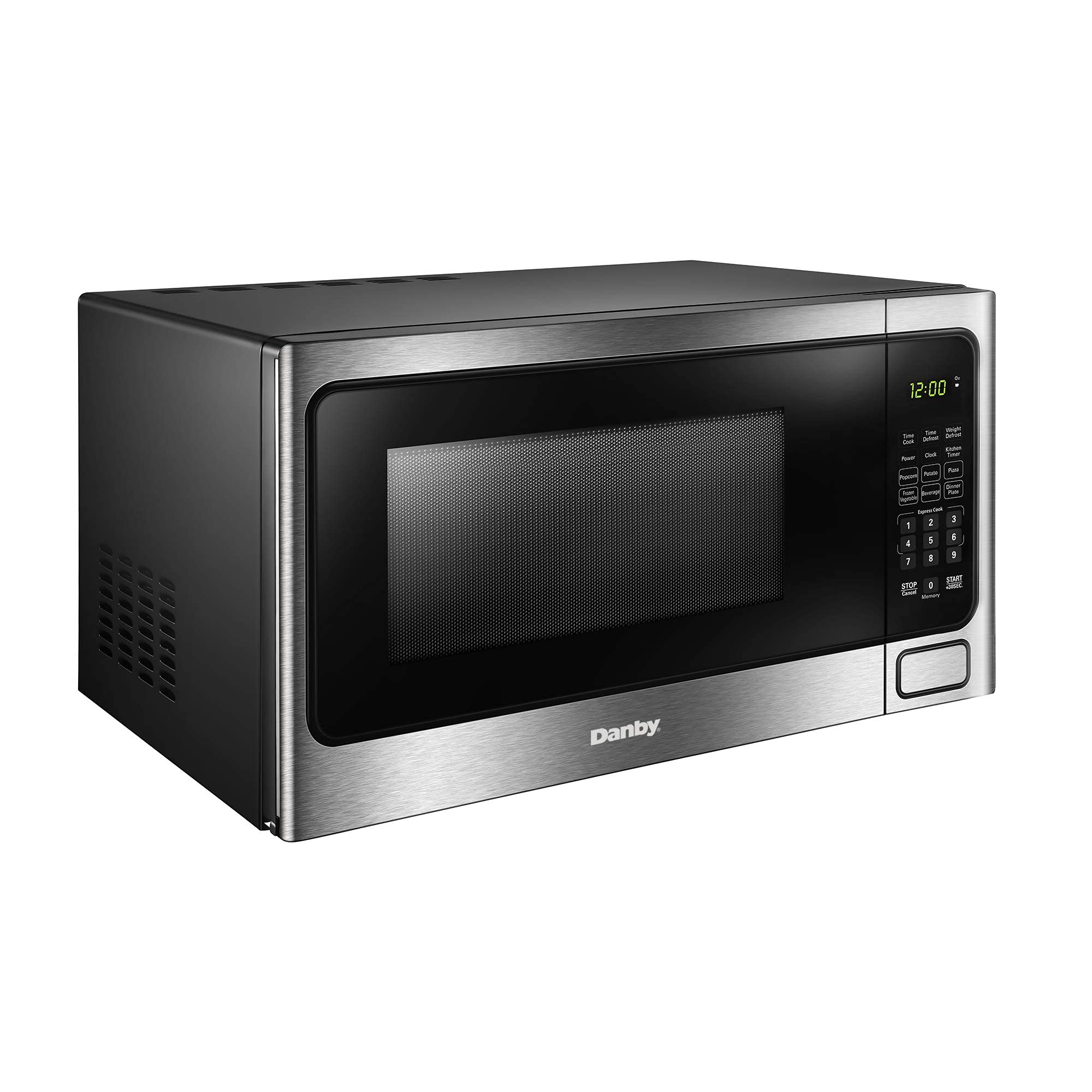 Danby DDMW1125BBS 1,000 Watts 1.1 Cu.Ft. Countertop Microwave with Push-Button Door|10 Power Levels, 6 Cooking Programs|Auto Defrost and Child Lock in Stainless Finish (Renewed)