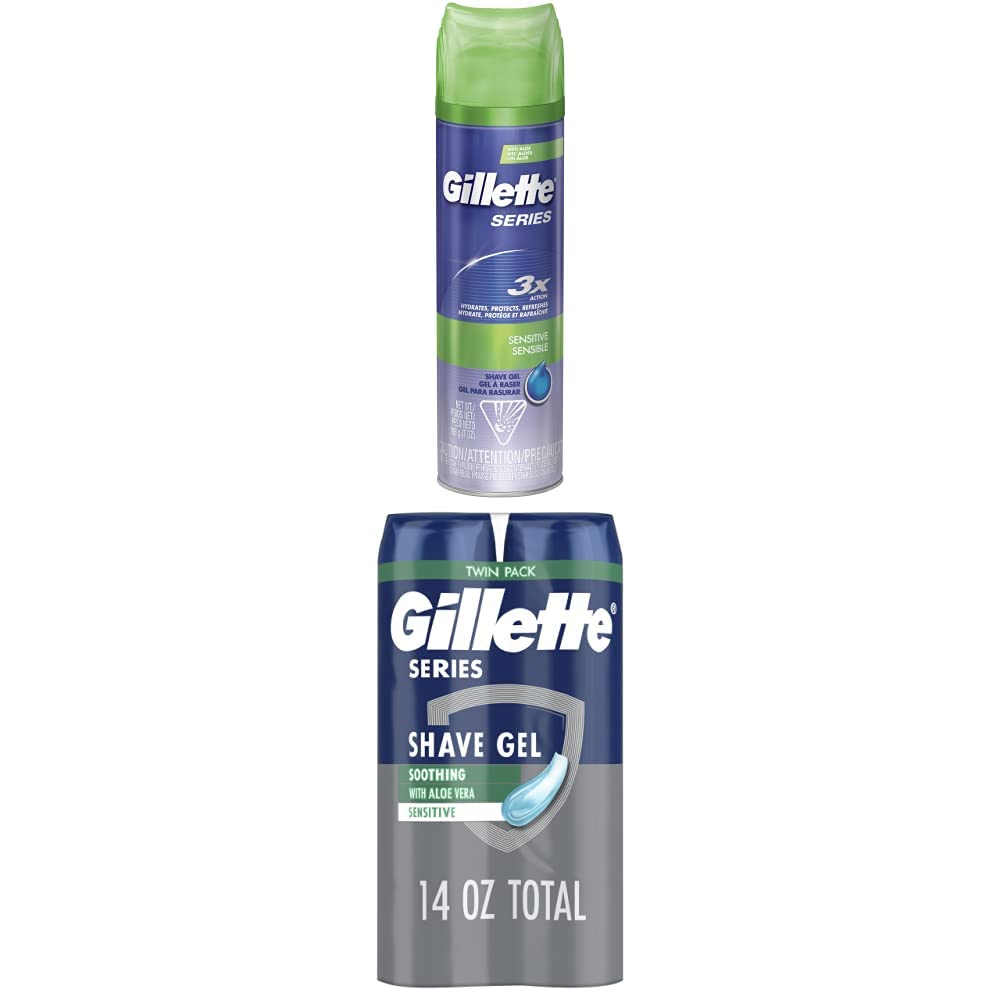 Gillette Series 3X Action Shave Gel, Sensitive, 3 Pack (7 Ounce Each)