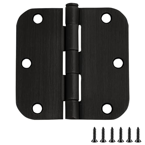 Design House 181438 Door Hinges for Interior Doors Radius Corner Steel Door Hinge Door Hardware, 3-1/2-inch x 3-1/2-inch, Oil Rubbed Bronze, 3-Pack