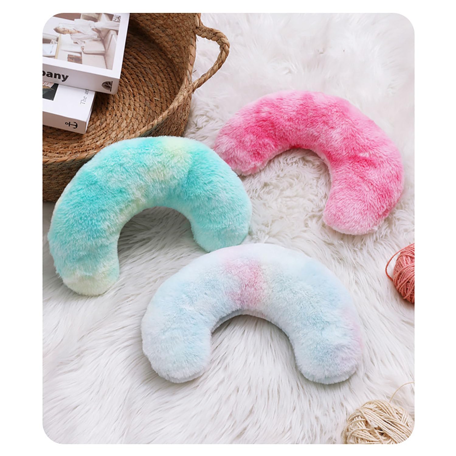 IMDOUBLEDOU Cat Pillow for Indoor Cats, Dog Pillows, Cutated Dog Calming Pillow, Ultra Soft Fluffy Cat Calming Pillow, Half Donut Cuddler (SkyBlue)