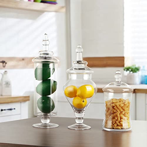 MDLUU Set of 3 Glass Apothecary Jars with Lids, Candy Buffet Serving Jars, Decorative Bathroom Canisters for Storage