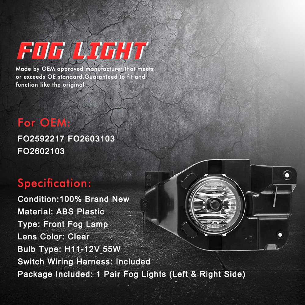 Driving Fog Lights Lamps Replacement for 2013 2014 2015 Explorer with H11 12V 55W Halogen Bulbs