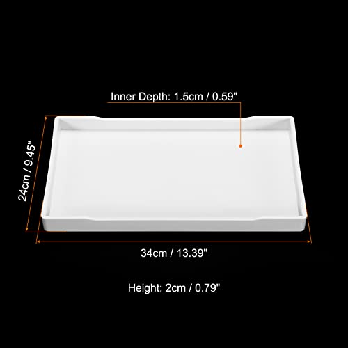 PATIKIL 13x9 Fast Food Tray, Plastic Reusable Recyclable Multi-Purpose Rectangle Serving Tray for Restaurant Home Kitchen, White