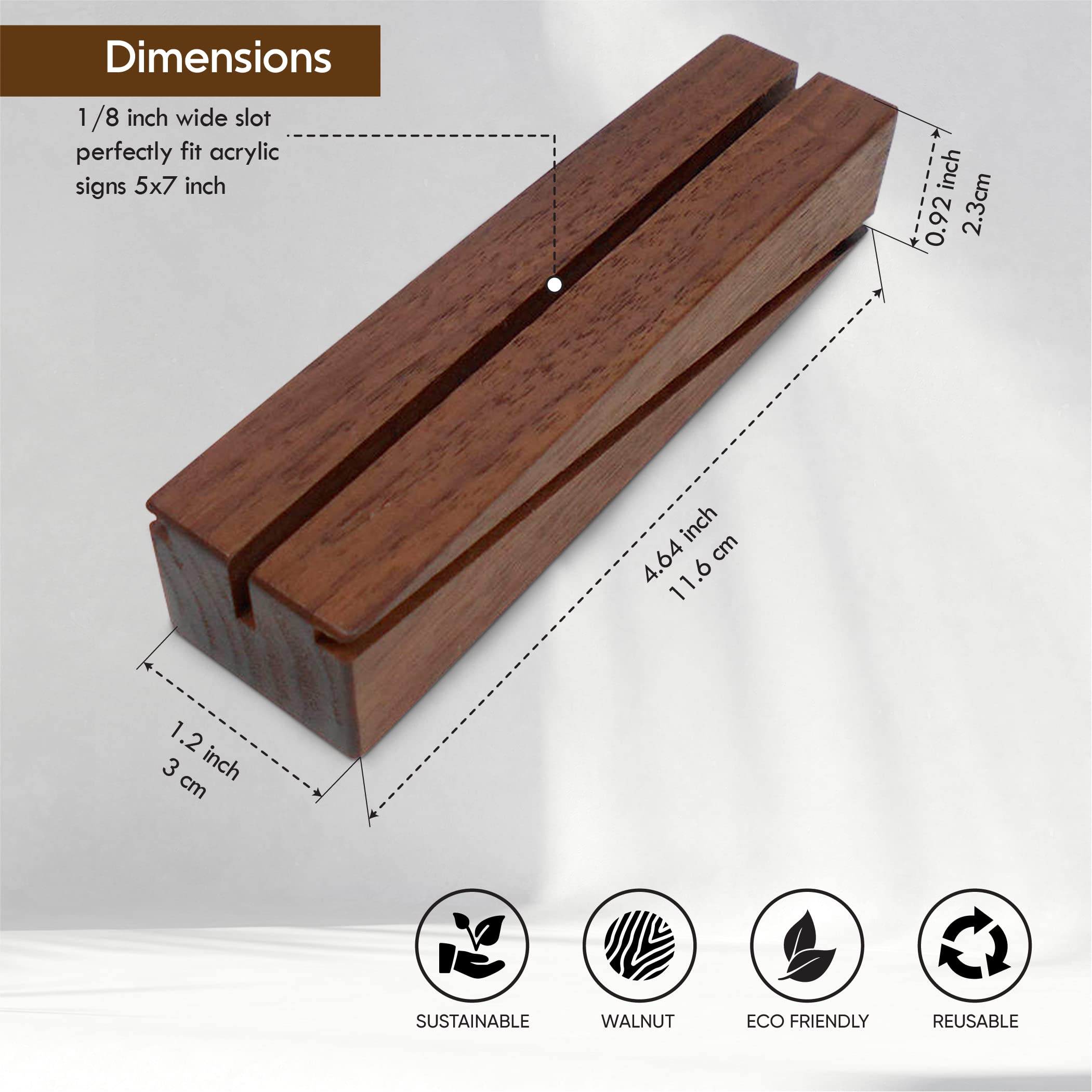 Kassey Pro 12 pack, Walnut Wood Table Display Stands for Rustic Acrylic Signs table card holder acrylic numbers place holders cards wedding sign number signs