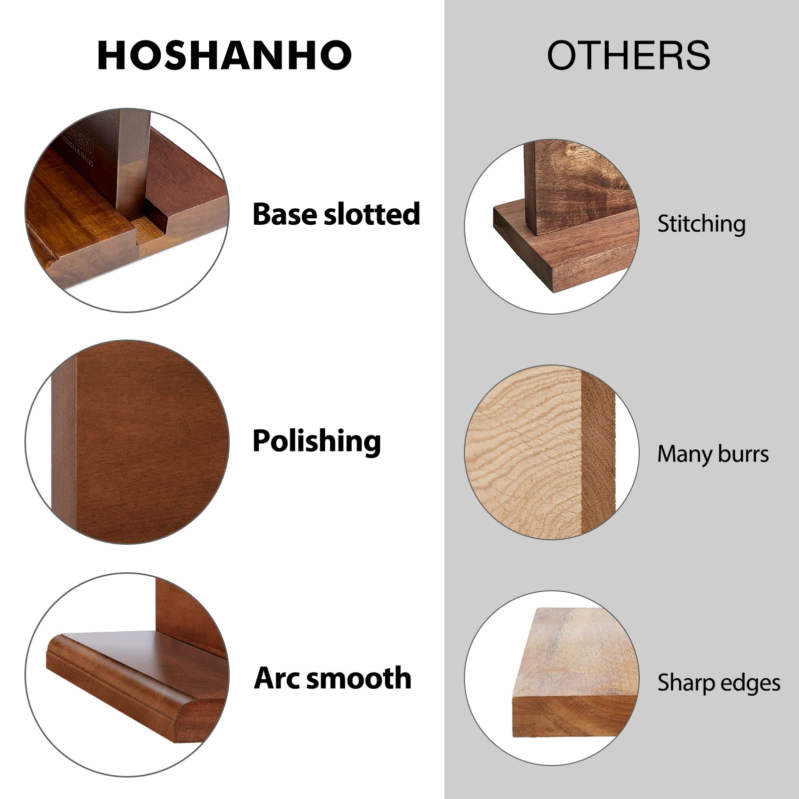 Fridge Applicable Magnetic Knife Holder for Wall, HOSHANHO 16 Inch Magnetic Knife Strip, Acacia Wood Knife Rack for Kitchen Knives & Tools (Dark Brown)