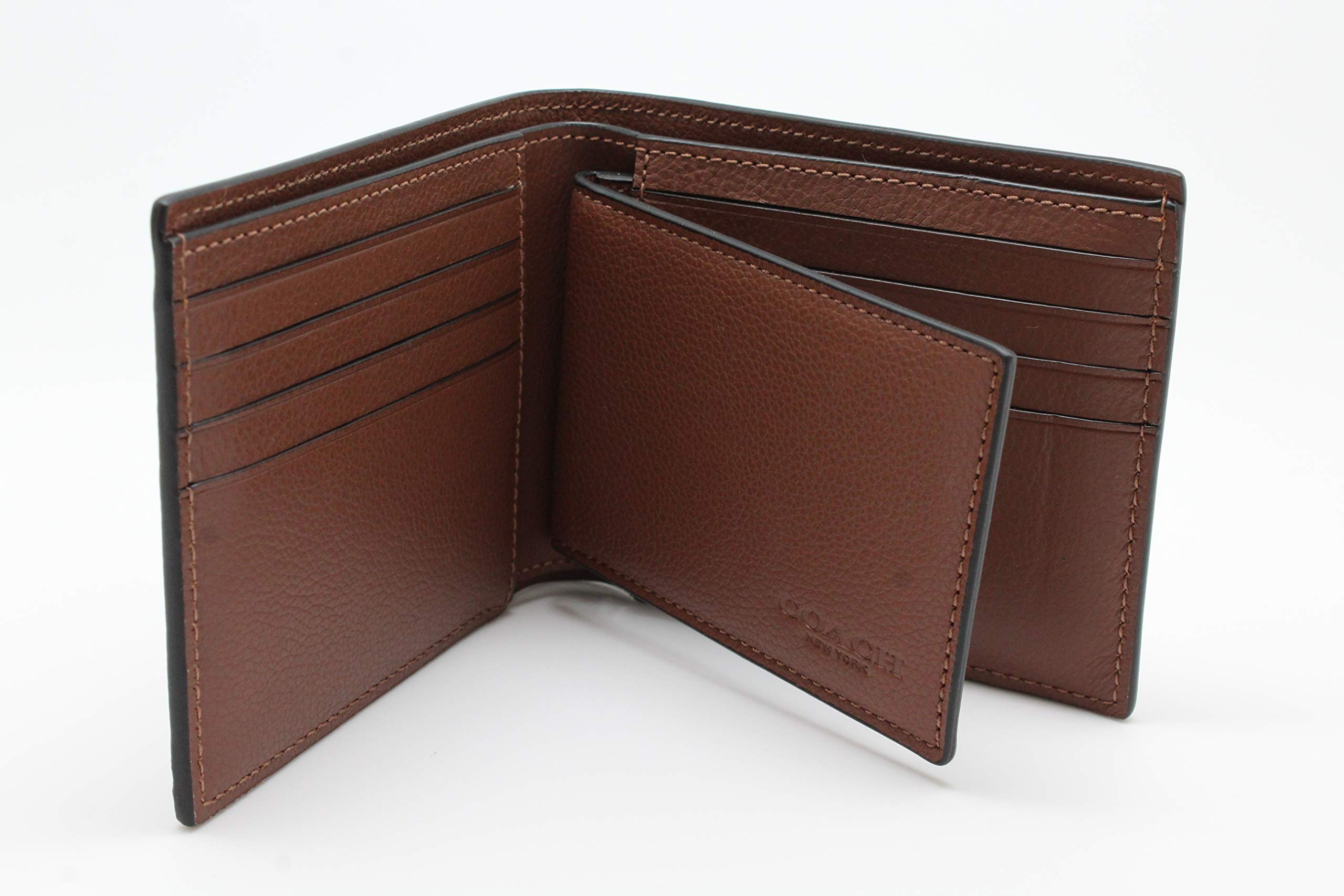 COACH Compact ID Wallet in Sport Calf Leather (Dark Saddle) - F74991 CWH
