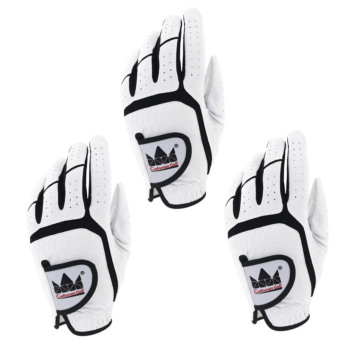 Craftsman Golf 3-Pack Golf Gloves White … (M)