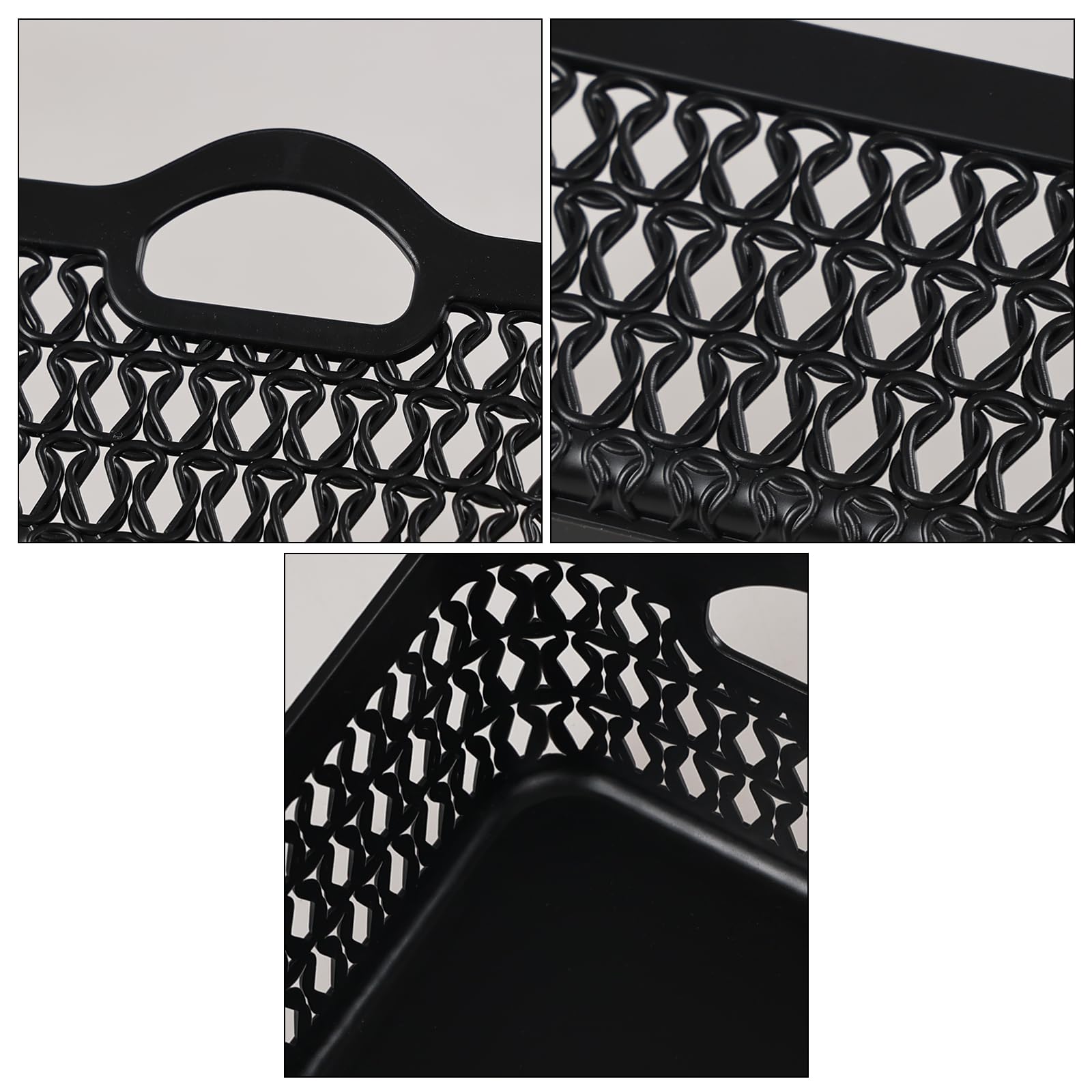 Melontray Set of 12 Small Plastic Storage Basket Tray, Plastic Weave Storage Baskets, Black