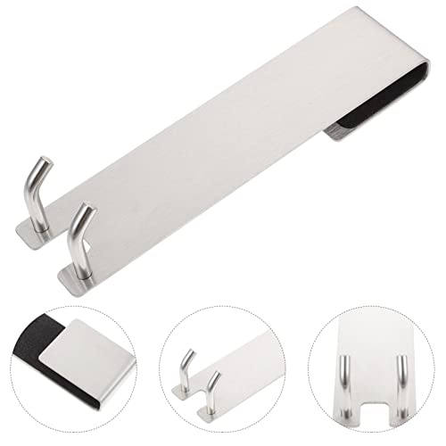 DOITOOL 3pcs Hanger Punch Glass Hook Clothing Frameless Hangers Extended Hats Free Stainless Steel Squeegee Hanging The Bedroom Robe Back Bathroom Storage Home Clo Universal Hooks Silver