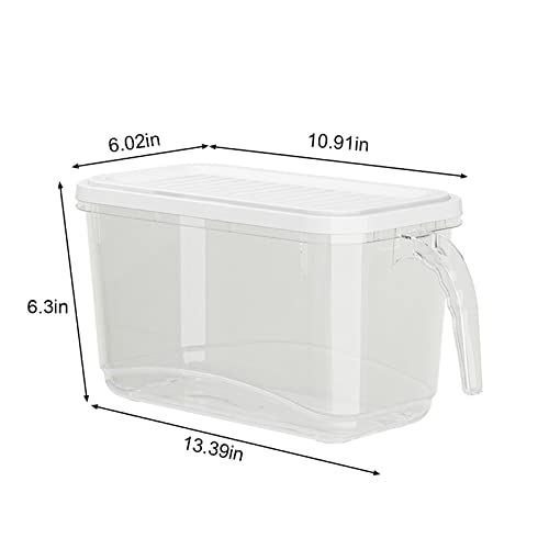 Iuhan Large Fridge Storage Containers Produce Preservation, Stackable Refrigerator Organizer with Handle to Keep Fresh for Produce, Food, Vegetables, Meat and Fish,Clear