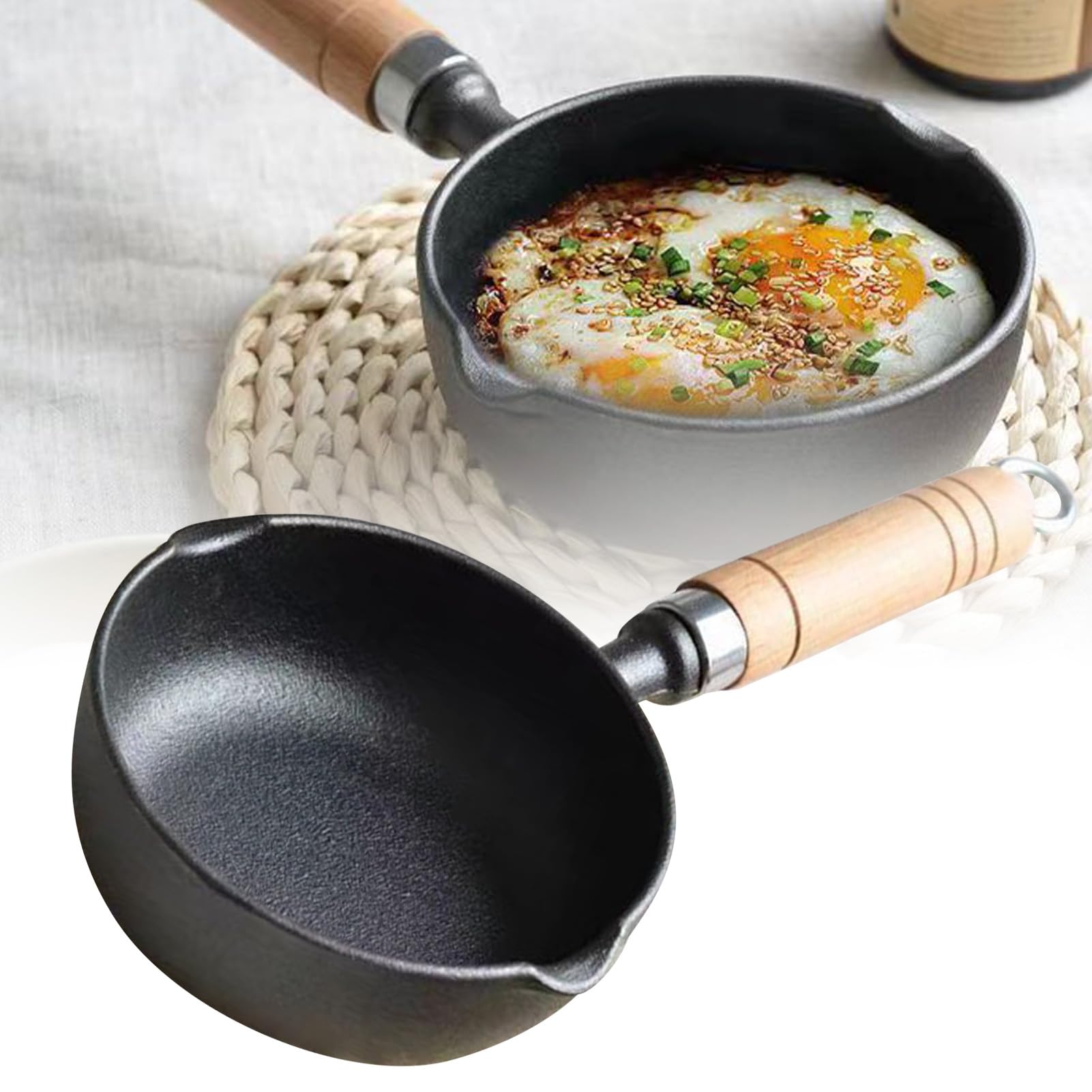 Melting Pot Cast Iron Sauce Pan, Multi Functional Cooking Even Heat Distribution Kitchen Cast Iron Butter Warmer Pot Baking Heating Holder Cheese Heating Pot