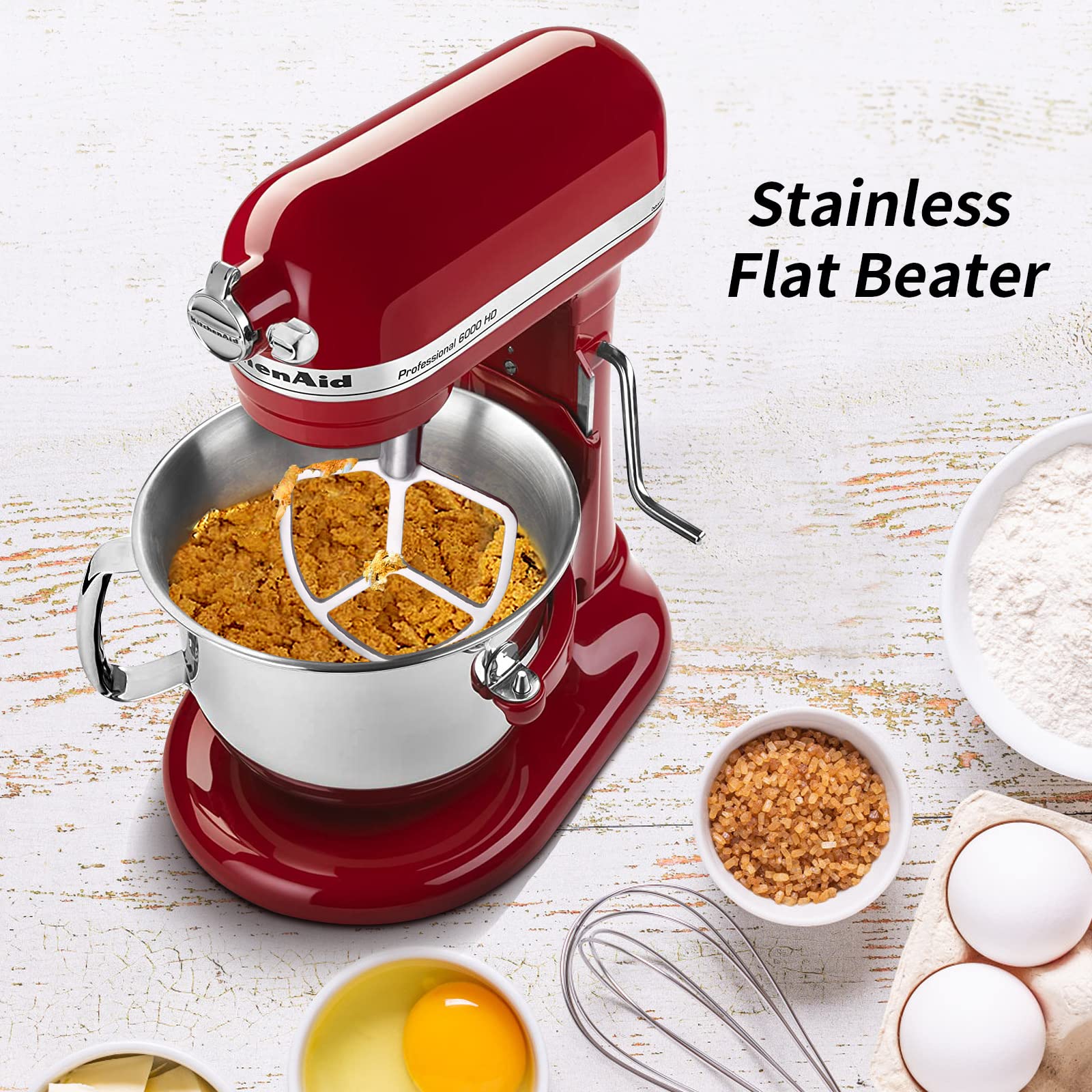 Gdrtwwh Stainless Steel Flat Beater Attachment for KitchenAid 5 & 6-Quart Bowl-Lift Mixer,for Baking - Pastry, Pasta Dough, Mixing Accessory(Dishwasher Safe)