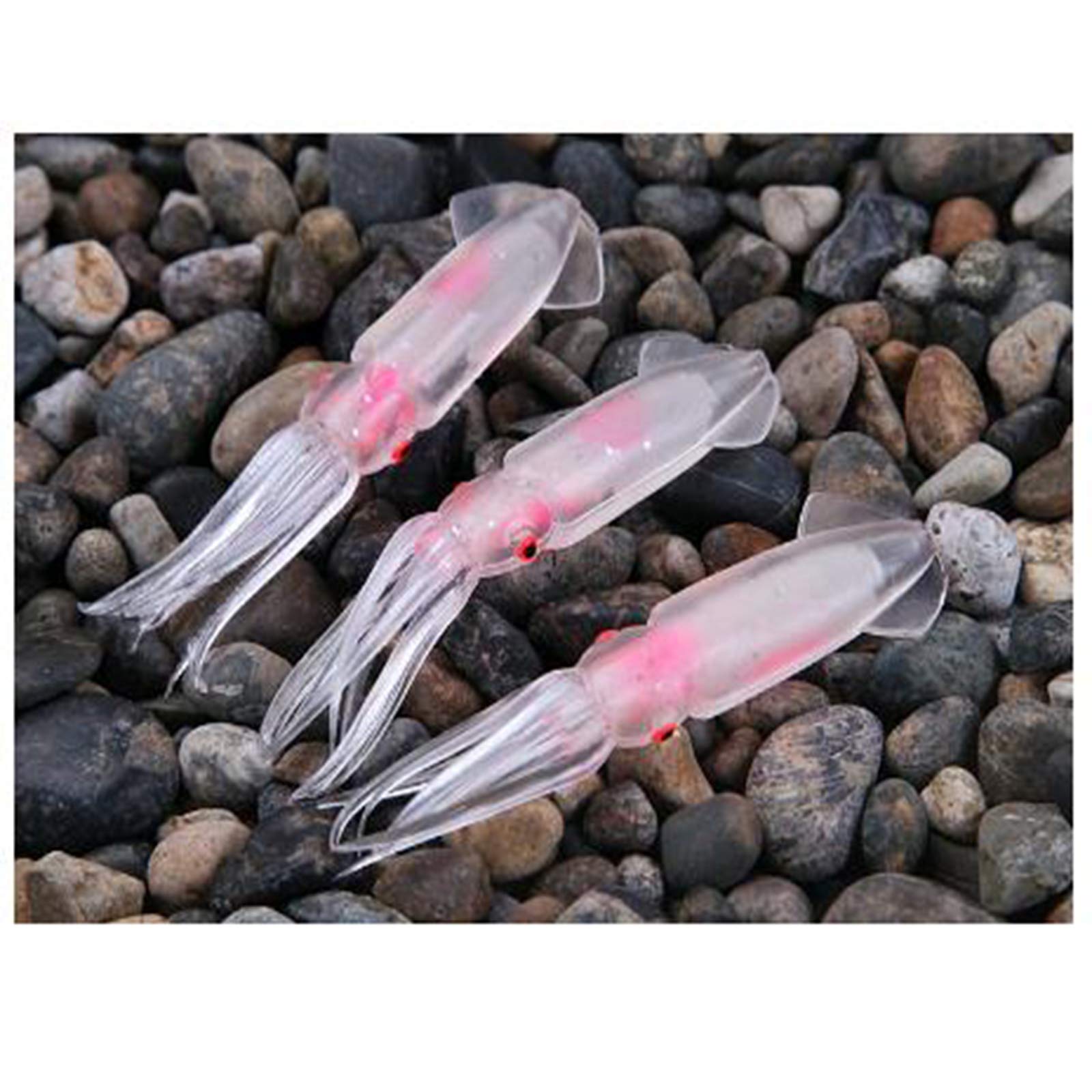 DAOUD 20pcs/lot 15cm Octopus Lures Glow in Dark Luminous Bulb Squid Skirts Soft Trolling Lures Bait Fishing Tackle Saltwater.