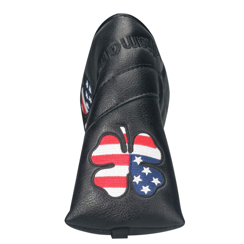 Craftsman Golf USA Clover US Flag Leather Black Golf Putter Blade Head Cover Headcover Magnetic Closure for Scotty Cameron Odyssey