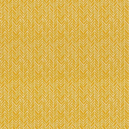 Pillow Perfect 610238 Outdoor/Indoor Herringbone Egg Yolk Tufted Seat Cushions (Round Back), 19" x 19", Yellow, 2 Pack