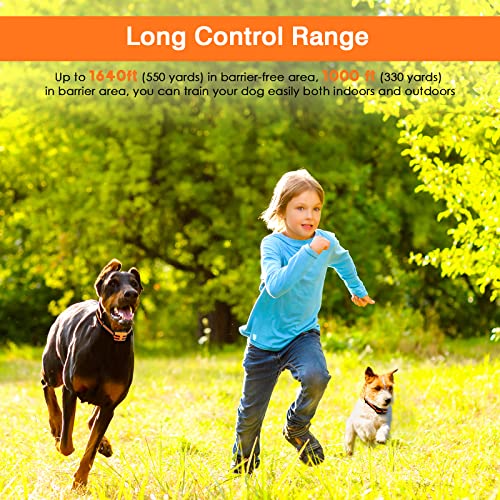 HKZOOI Dog Training Collar, 2 Receiver IPX7 Waterproof Shock Collars for Dog with Remote Range 1640ft, 3 Training Modes, Beep Vibration and Shock, Electric Dog Collar for Small Medium Large Dogs