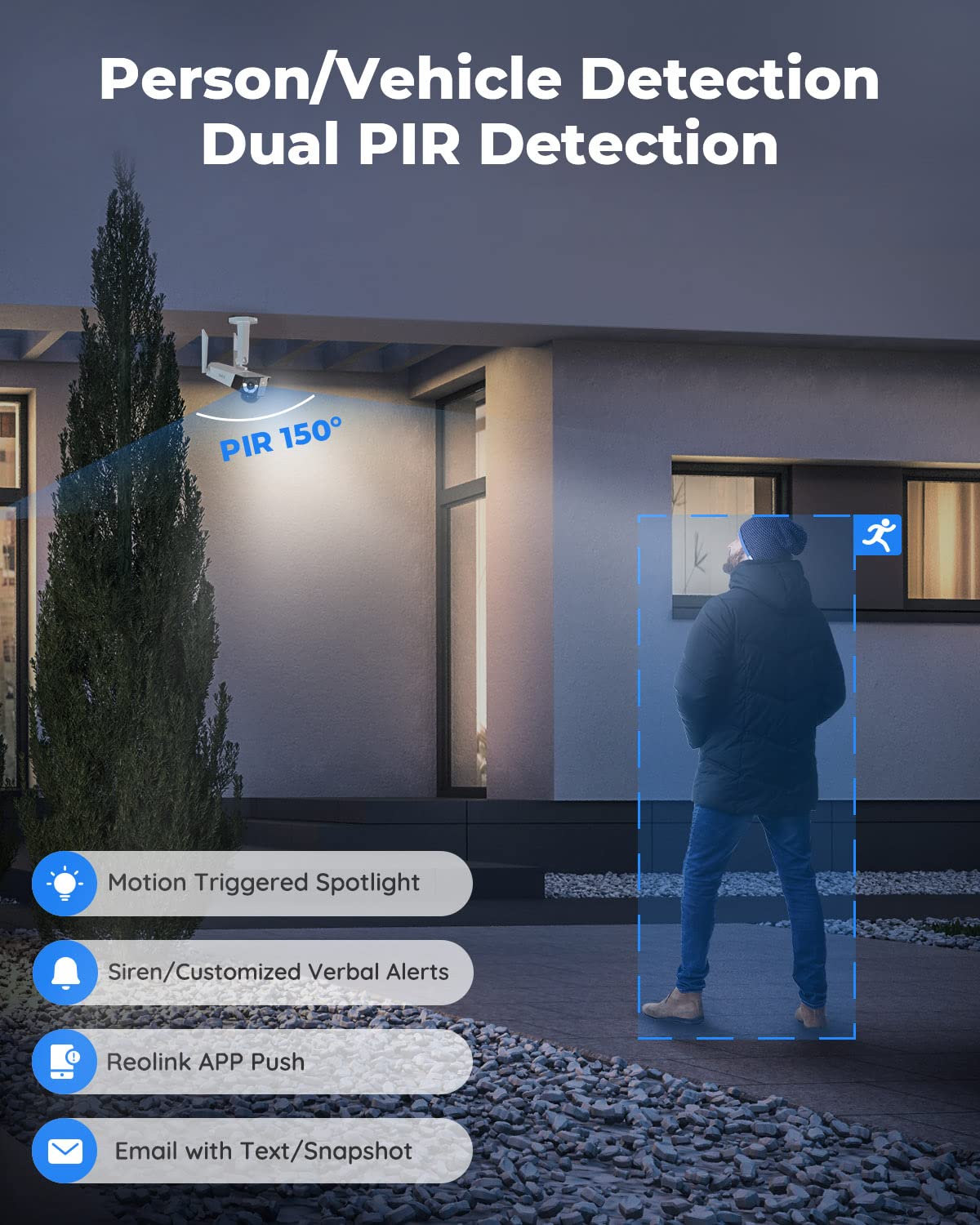 REOLINK 2K 4G LTE Cellular Security Camera Wireless Outdoor with Dual Lens 150° Wide Angle, Rechargeable Battery, Color Night Vision, Human/Vehicle Detection, Two-Way Talk, Duo 4G