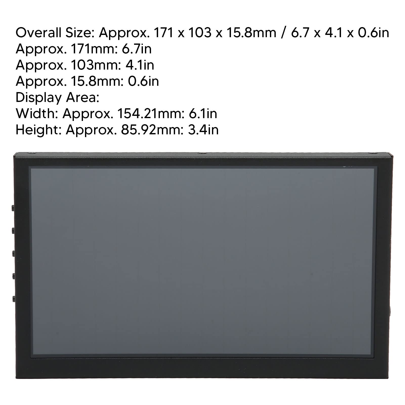 FOTABPYTI 7 Inch Monitor, Universal Dual Speakers IPS Capacitive Metal Case Mini Computer LCD Display with Sound Jacks for OS X for Laptop