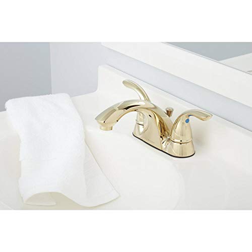Glacier Bay Builders 4 in. Centerset 2-Handle Low-Arc Bathroom Faucet in Polished Brass