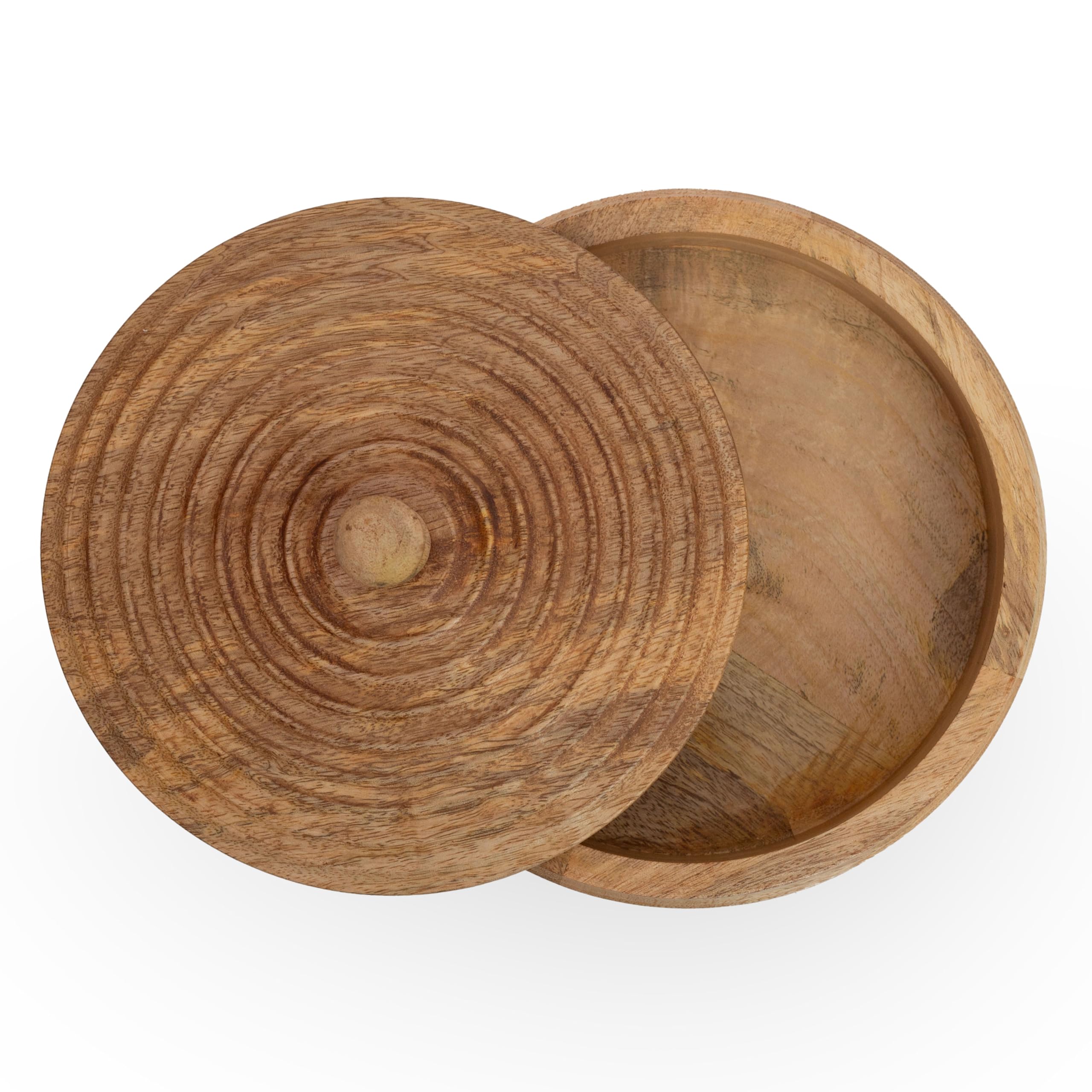 Indian Kitchen Roti Holder Box Pancake Keeper Serveware Hot Pot Casserole Dish With Lid Home Kitchen Dining Decor, Natural Brown, 9 x 3 Inches