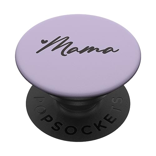 Gray Light Pastel Purple Heart Mama PopSockets Standard PopGrip