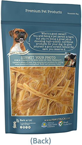 Pawstruck "7-9" Beef Tendon Chews for Dog (10 Sticks) Pet Food, Natural Beef Strap Odorless Treats, Cleans Teeth, Free-Range, Grass-Fed Beef, Free of Artificial Ingredients and Flavors, 1 Pound