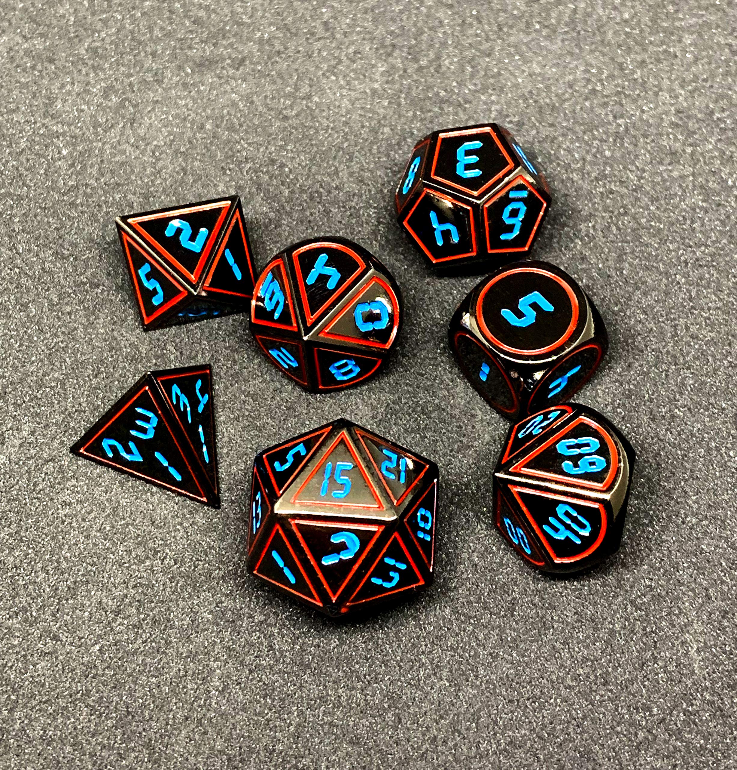 Darksilver Forge Dark Alpha Metal Polyhedral D&D Dice Set for Tabletop Roleplaying Games Like Dungeons & Dragons (DND), Pathfinder RPG, Starfinder