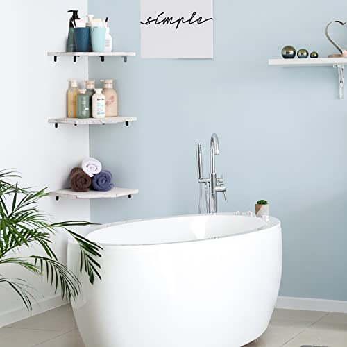 SEHERTIWY Corner Floating Shelves for Wall, 5 Tier Rustic Wall Shelves Corner Storage Shelves Small Shelf White Floating Shelves for Bedroom, Living Room, Bathroom, Kitchen