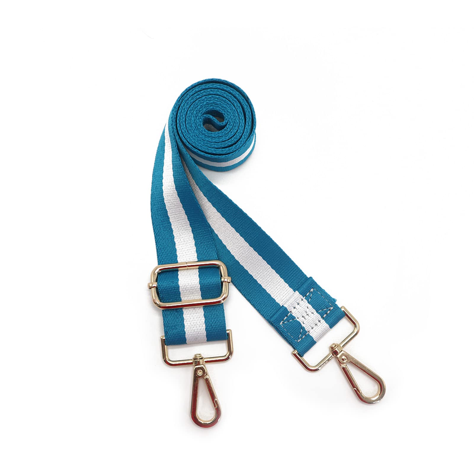 Haftigts Wide Purse Strap Replacement Crossbody, Adjustable Detachable Stripe Straps, Golden Buckle & Hook Bag Strap, Blue
