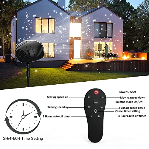 SOMKTN Christmas Snowfall Projector Lights, Holiday Projector Lights Waterproof Snow Flurries Landscape Spotlight with Remote for Xmas Party Wedding Home Decor