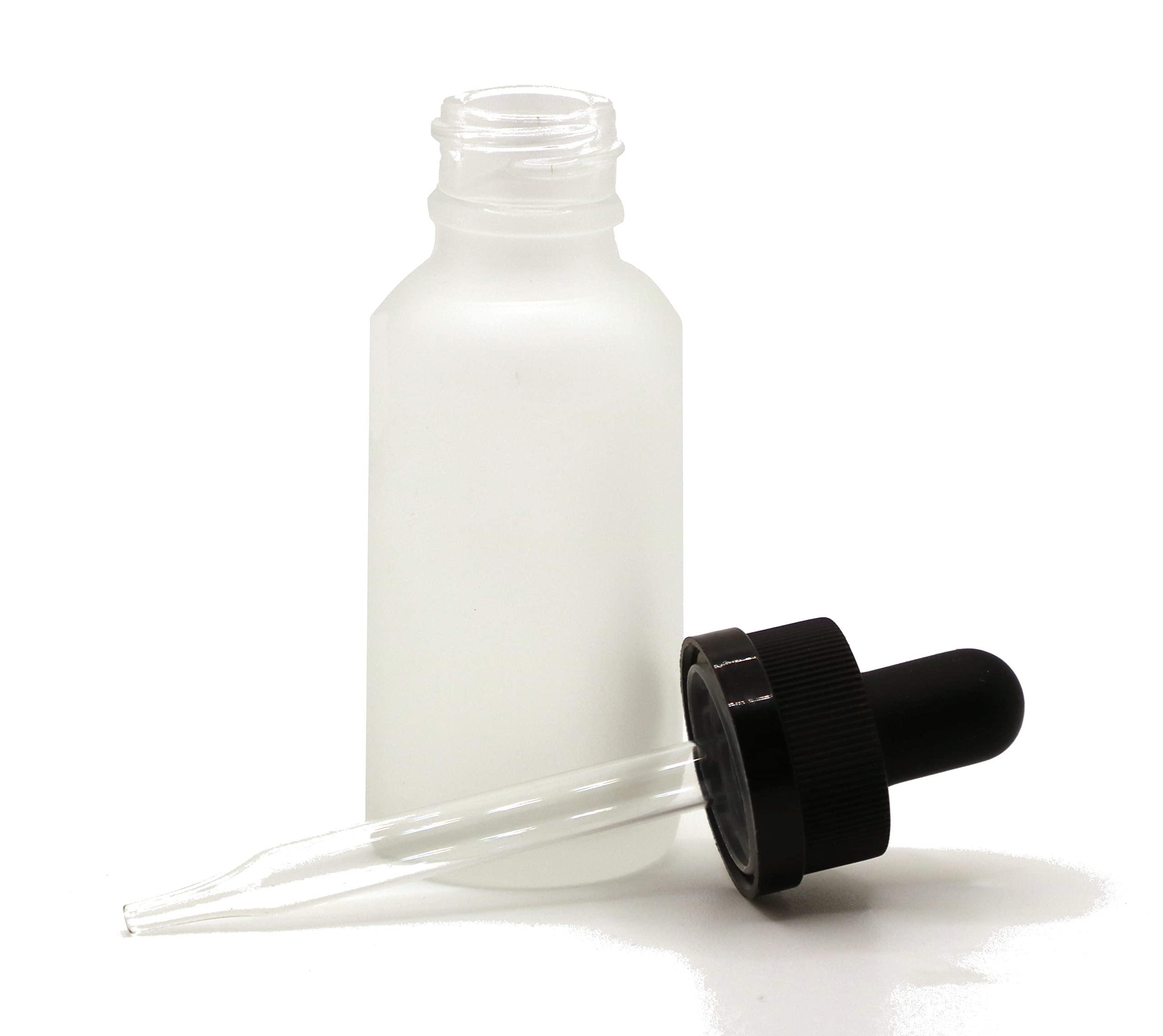 Frosted-Glass Dropper Bottles — 1 fl. oz. | 30 mL — (6 pk) — for Essential Oils, Skincare, Eye Droppers, Formulations – Child-Resistant Locking Feature – (6 bottles / 6 droppers)