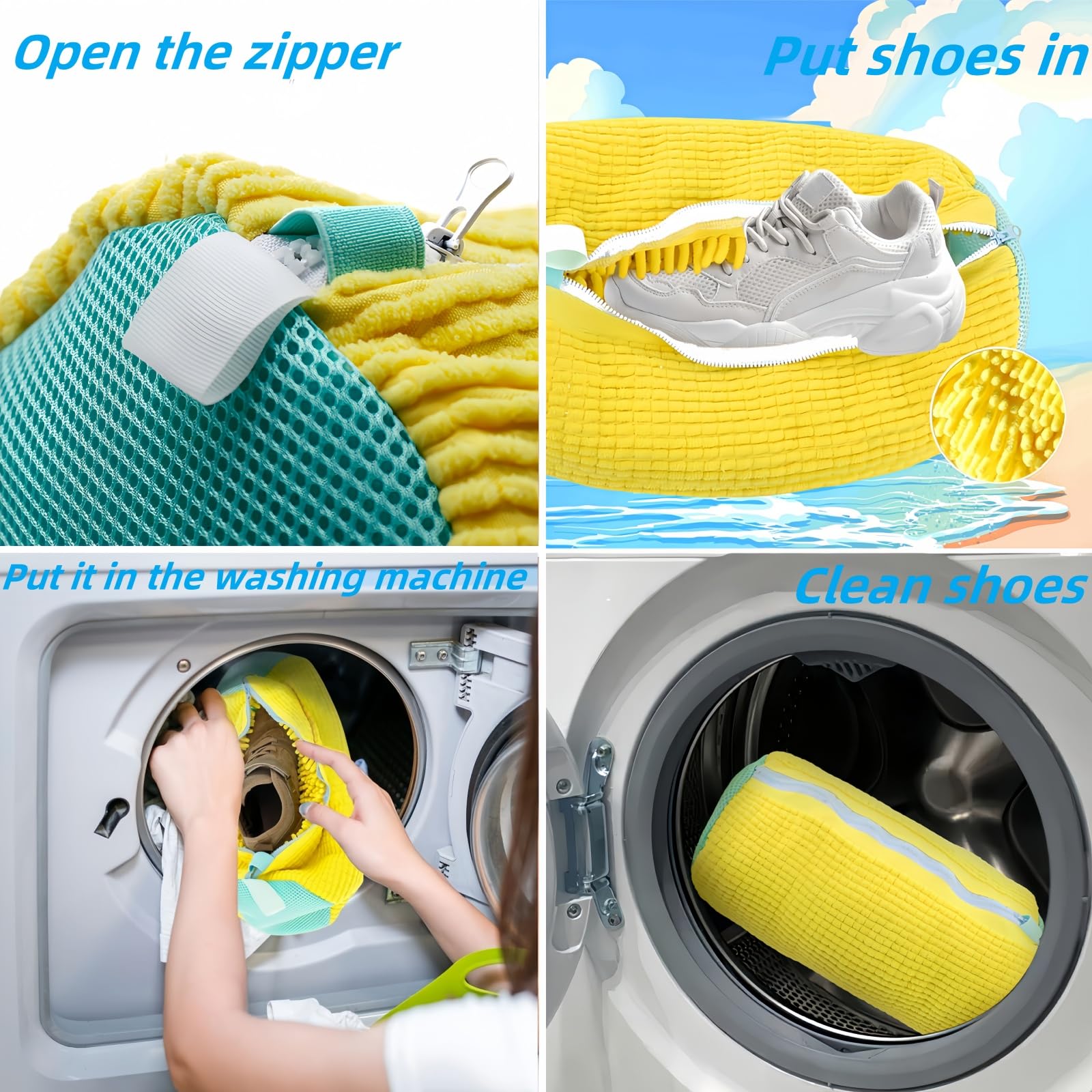Laundry Shoe Bag,Shoe Cleaning Bag,Unbloo Shoe Bag For Washing,Laundry Shoe Bag For Washer And Dryer,Shoe Bag For Washing Machine,Shoe Laundry Bag,Shoe Washing Machine Bag(2 Yellows)