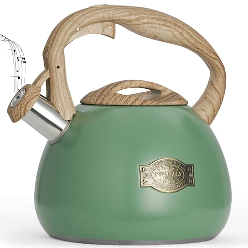POLIVIAR Tea Kettle, 2.7 Quart Stovetop Tea Kettle, Audible Whistling Teapot, Food Grade Stainless Steel for Anti-Rust, Anti Hot Handle, Suitable for All Heat Sources (JX2022-MN30)