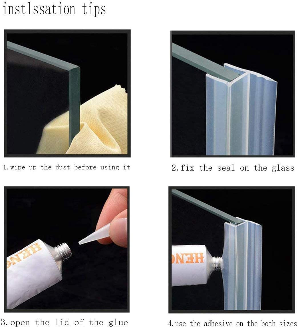 Glass Door Side Seal Strip 100” Frameless Shower Door Sweep for 1/2" Framelss Glass Door