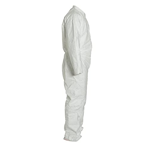 DuPont Tyvek Disposable Coveralls with Zipper Front, 25 Coveralls, White, Size XL, TY120SWH